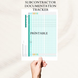 Construction Subcontractor Documentation Tracker Worksheet - Etsy