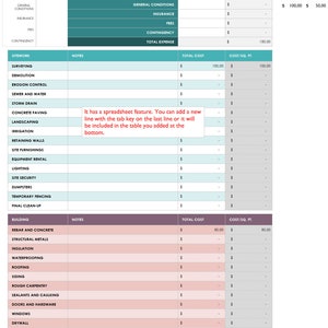 Construction Cost Estimate Template: Excel Spreadsheet Planner - Etsy