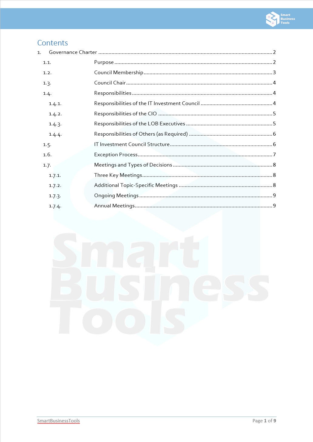 IT Governance Charter Template - Etsy
