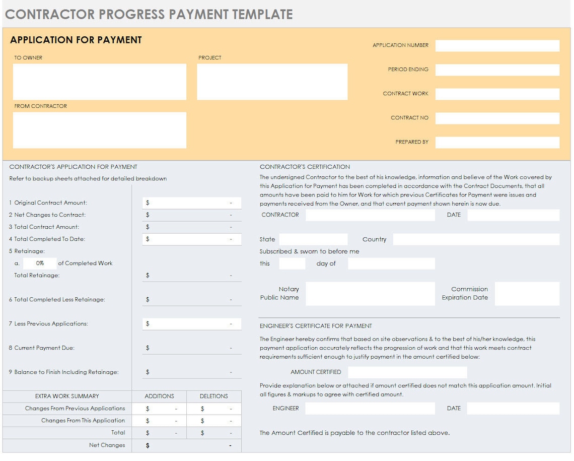 Contractor Progress Payment Template: Construction Payment Calculation ...