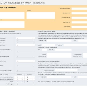 Contractor Progress Payment Template: Construction Payment Calculation ...