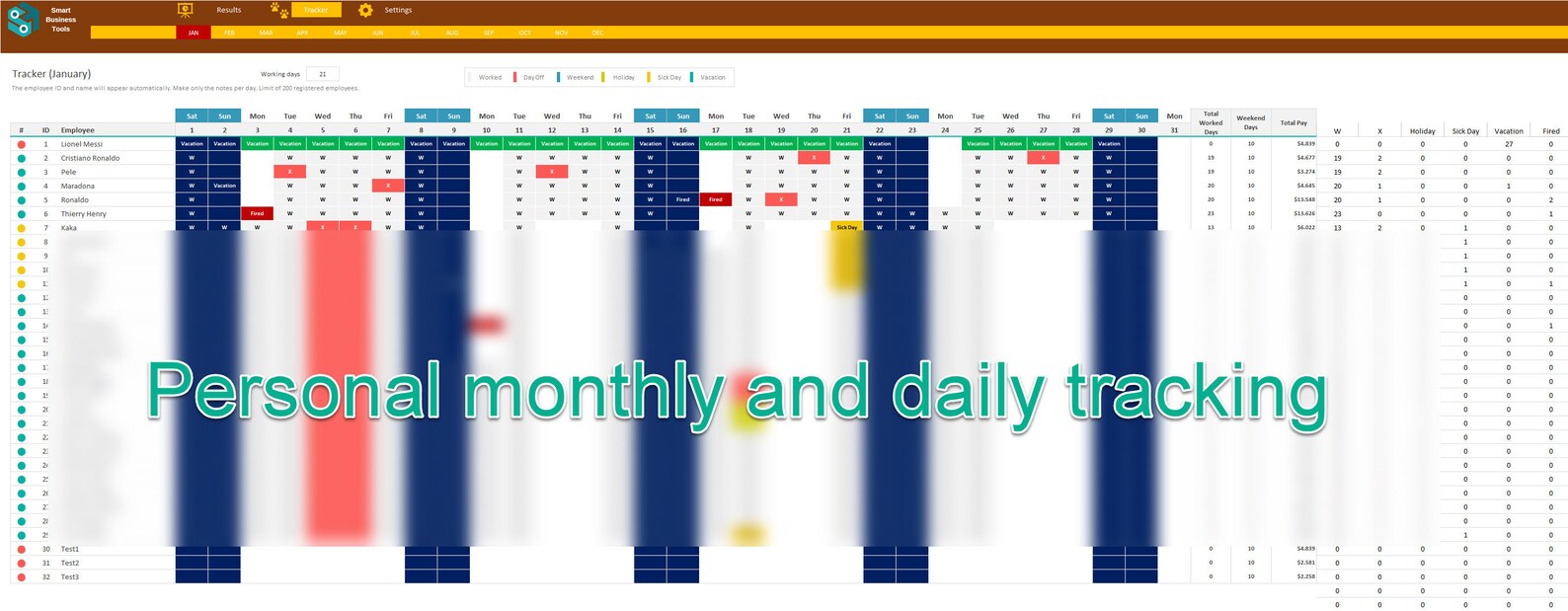 To Follow the Employee Attendance Tracking Table, Leave, Sickness ...