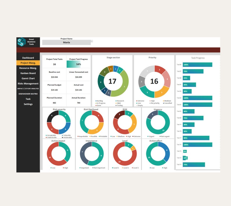 Project Management Template: Gantt Chart, Kanban Board (excel XLSX) - Etsy