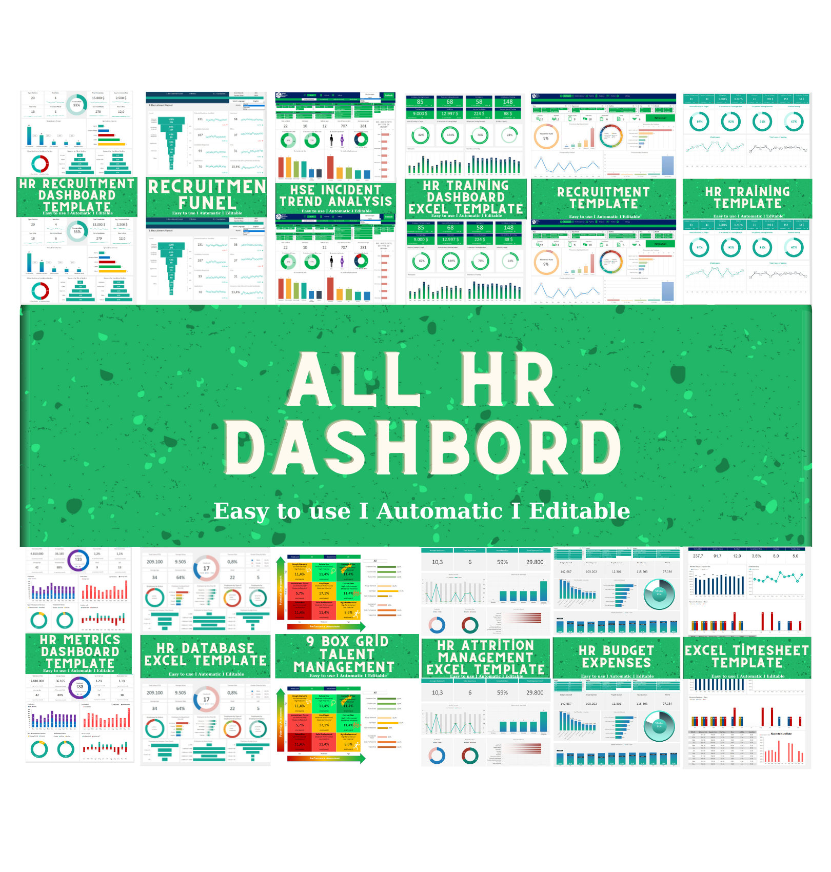 Modèle Excel de tableau de bord des ressources humaines, Ensemble de ...