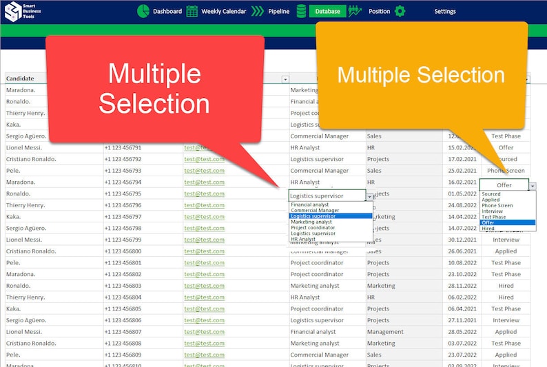 Recruitment Pipeline Excel Template: Weekly Calendar & Tracker - Etsy