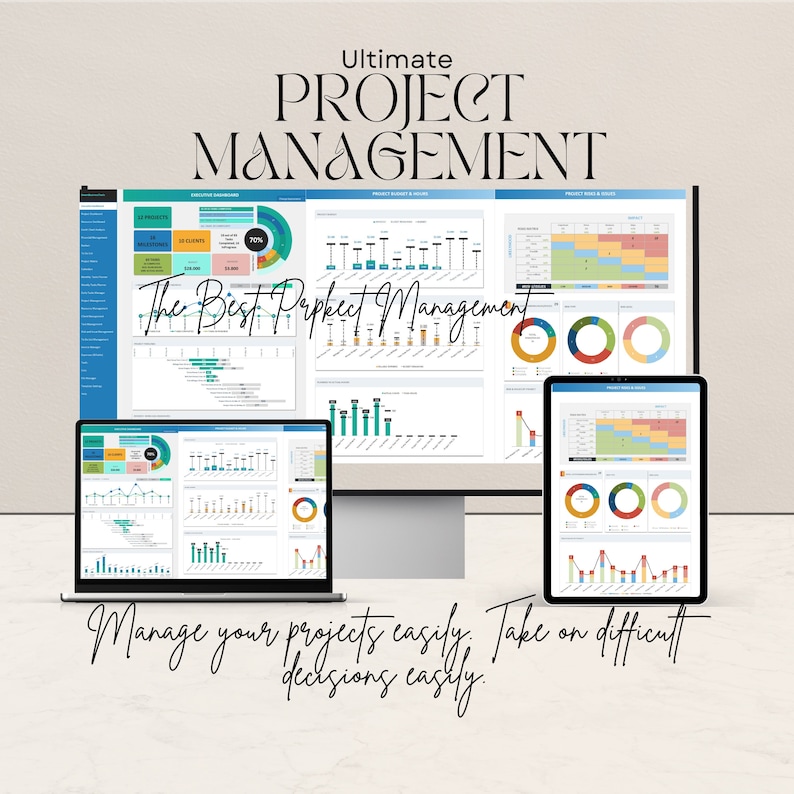 Excel Project Management Template: Gantt Chart, Kanban Board, Task ...