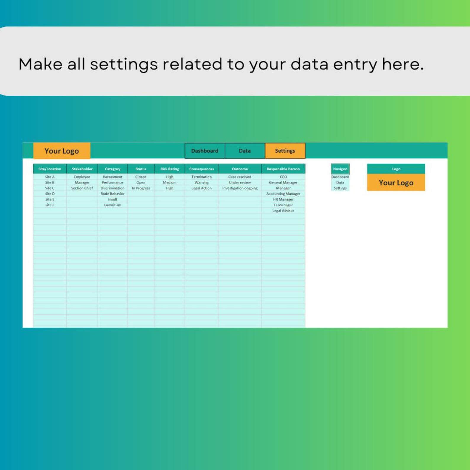 HR Case Tracking Excel Template | Employee Incident Log | HR Complaint ...