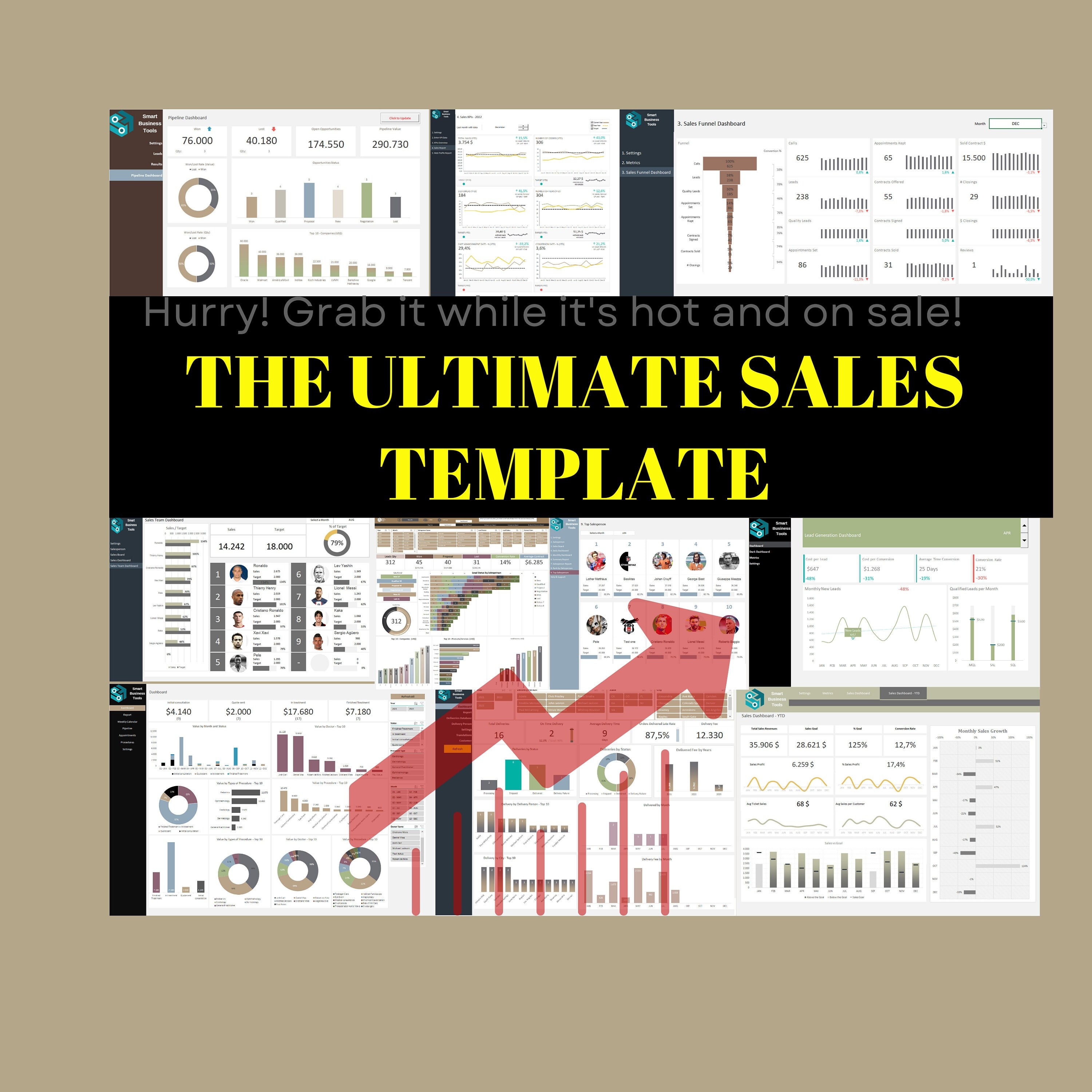Sales Template Dashboard Bundle, Sales Report and Analysis Dashboard ...