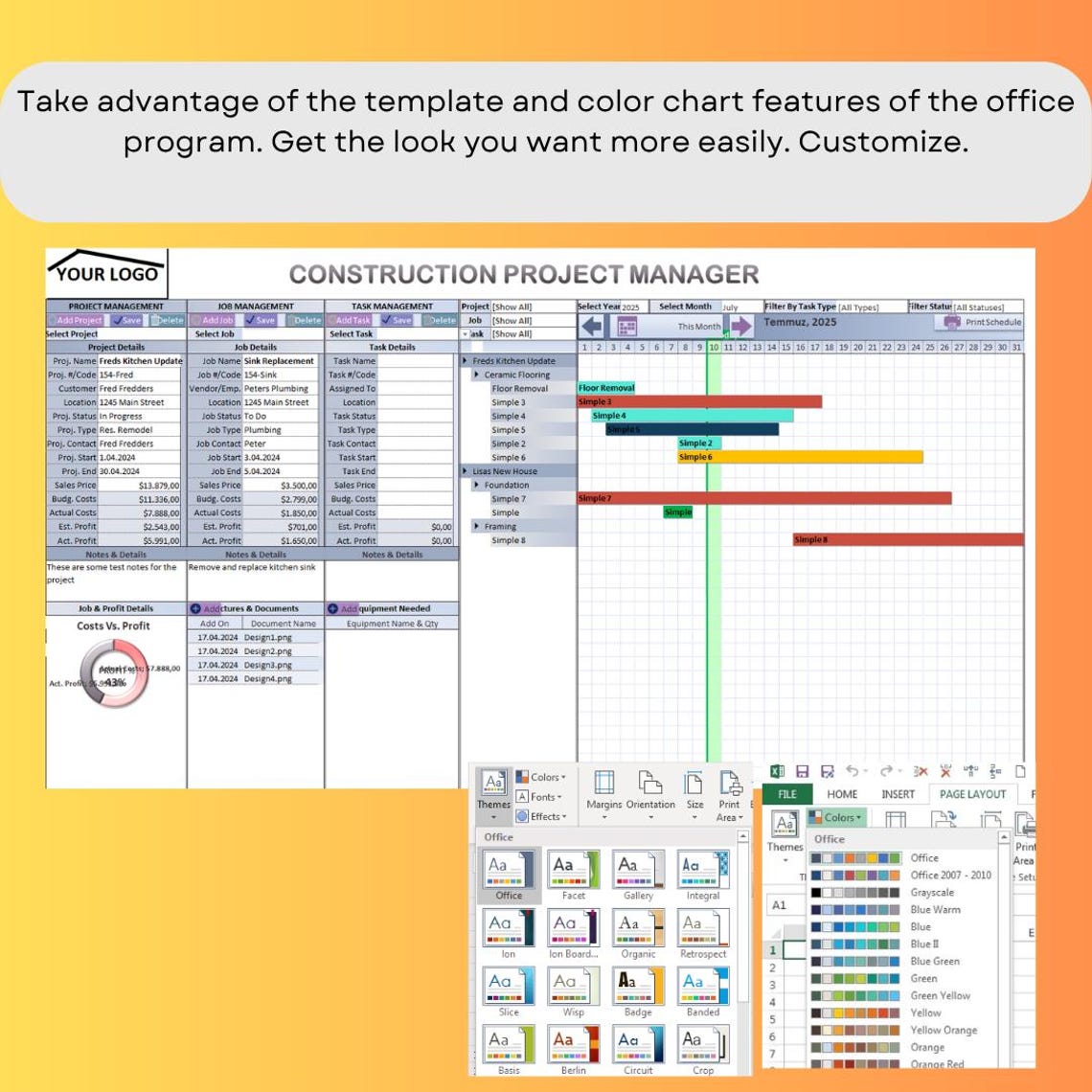Construction Project Tracker | Excel Project Management Template ...