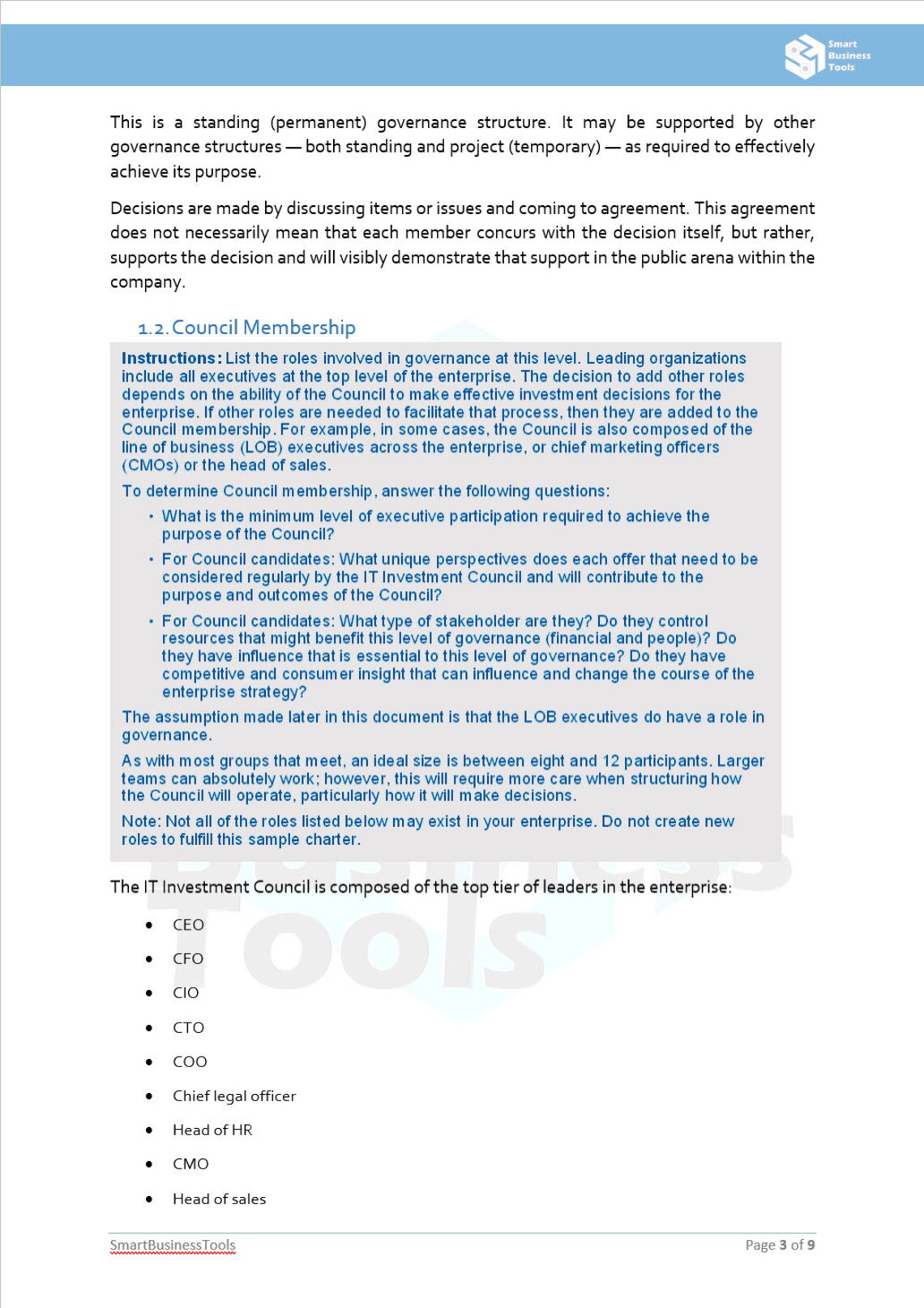 IT Governance Charter Template - Etsy
