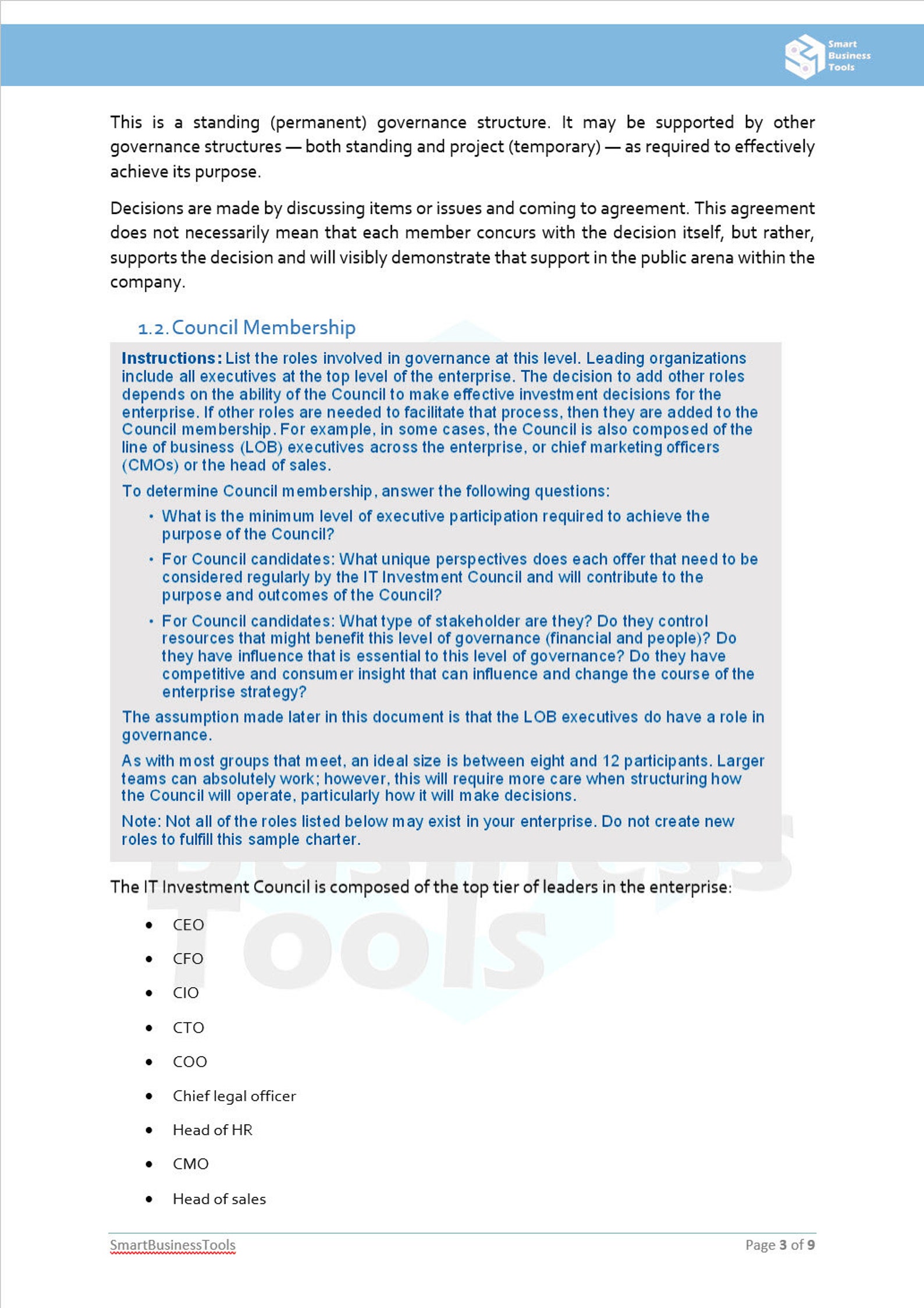 IT Governance Charter Template - Etsy