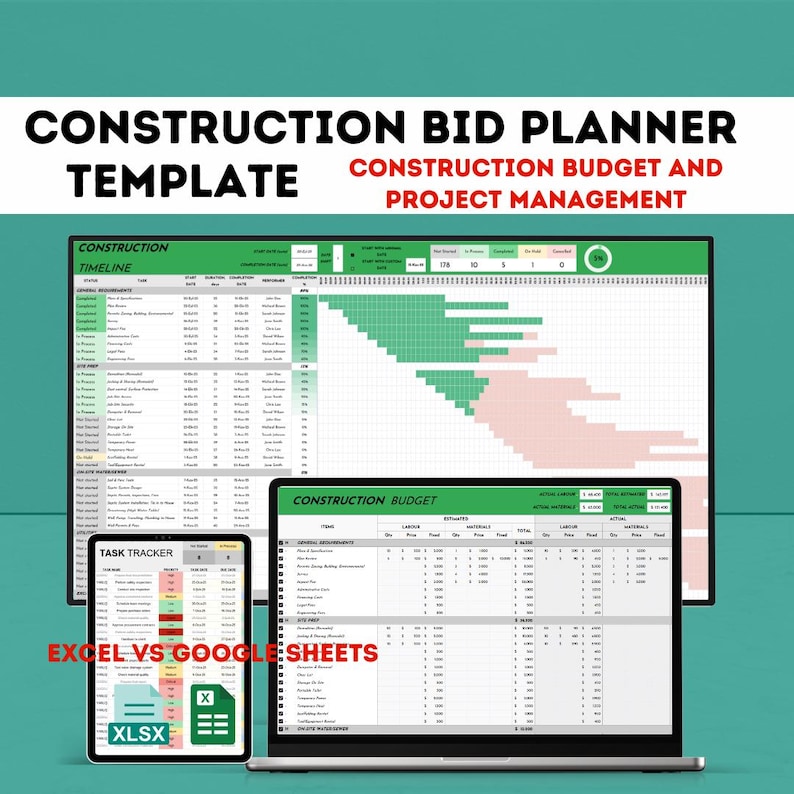 Construction Bid and Project Management Template: Budget , Time ...