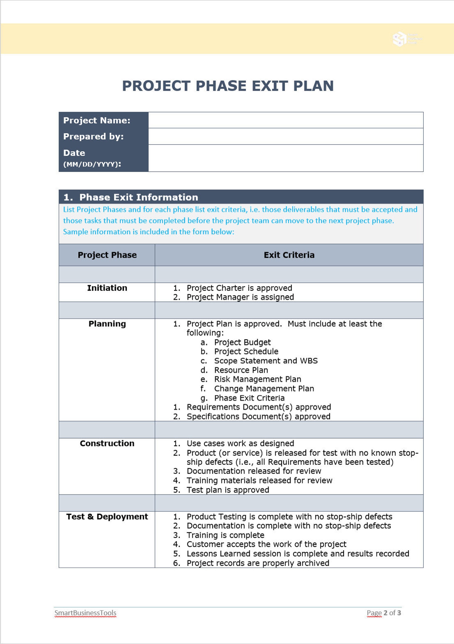 Project Exit Plan Template - Etsy