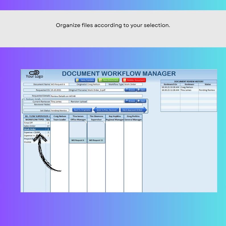 Document Workflow Manager | Excel Template for Process Tracking - Etsy