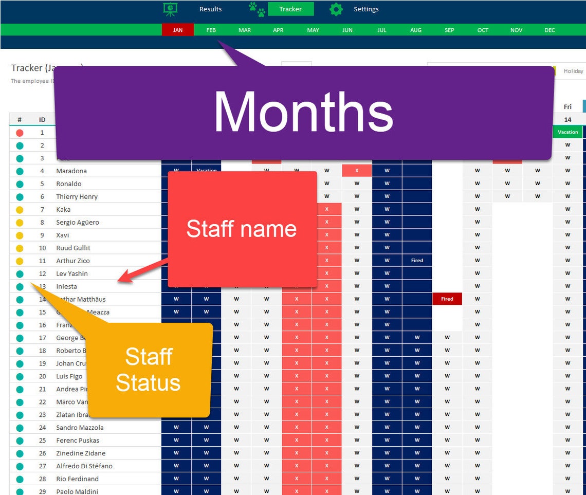 Employee Attendance Tracker Excel Template - Etsy