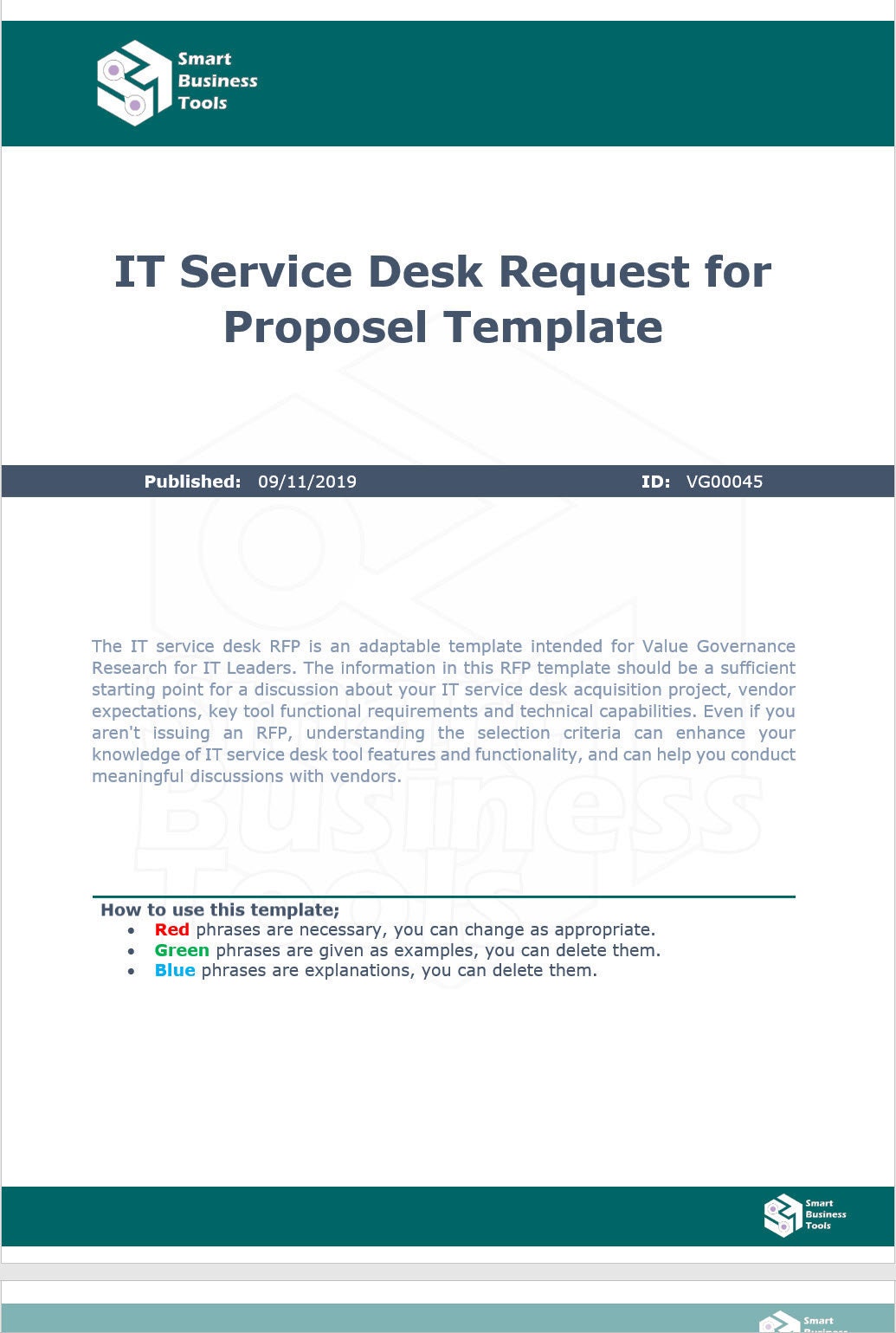 IT Service Desk Request for Proposel Template - Etsy UK