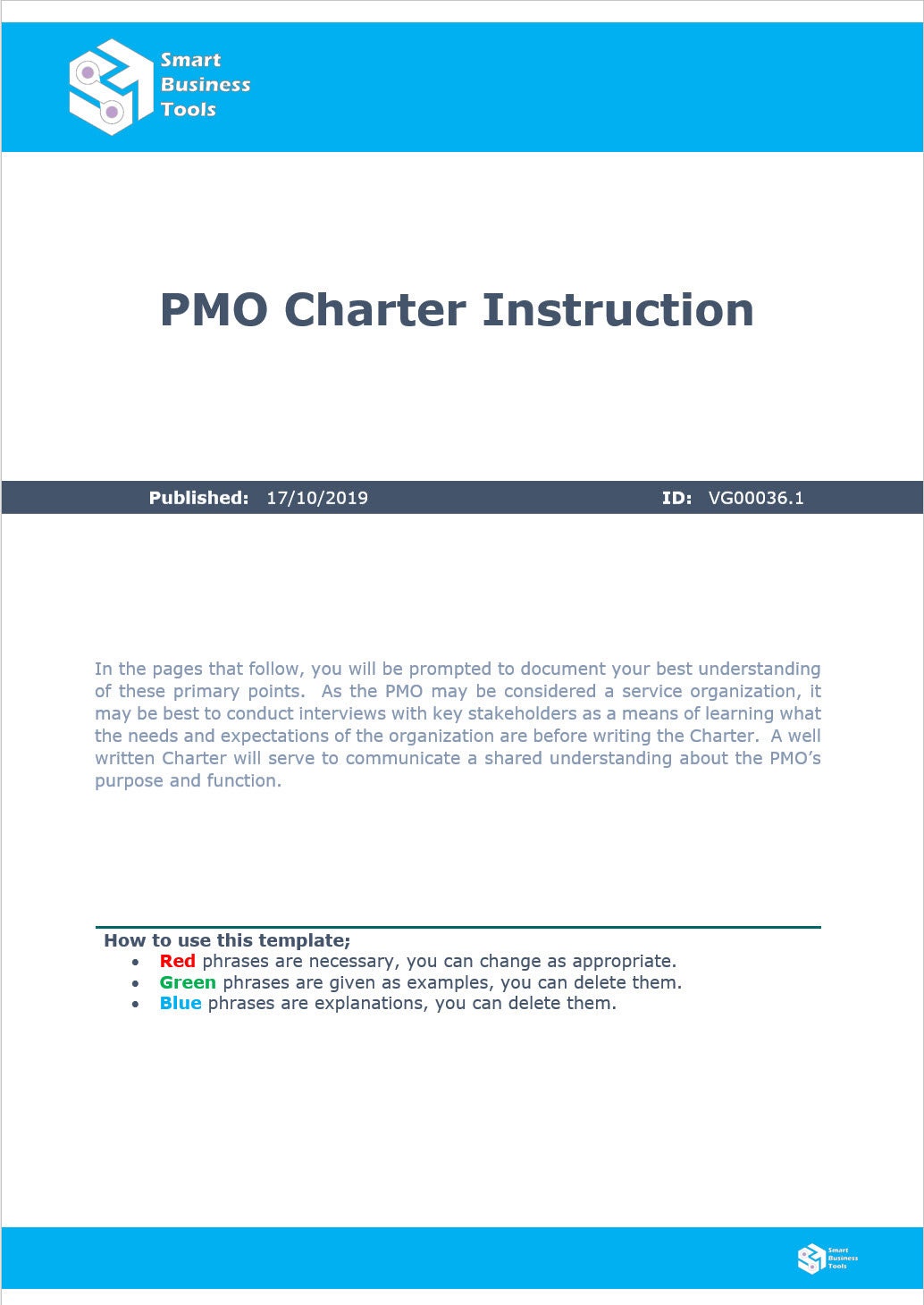 PMO Charter Template - Etsy