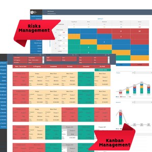 Excel Project Management Template, Gantt Chart, Kanban Board, Executive ...