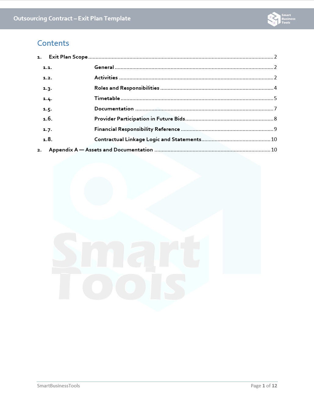 Outsourcing Contract Exit Plan Template - Etsy