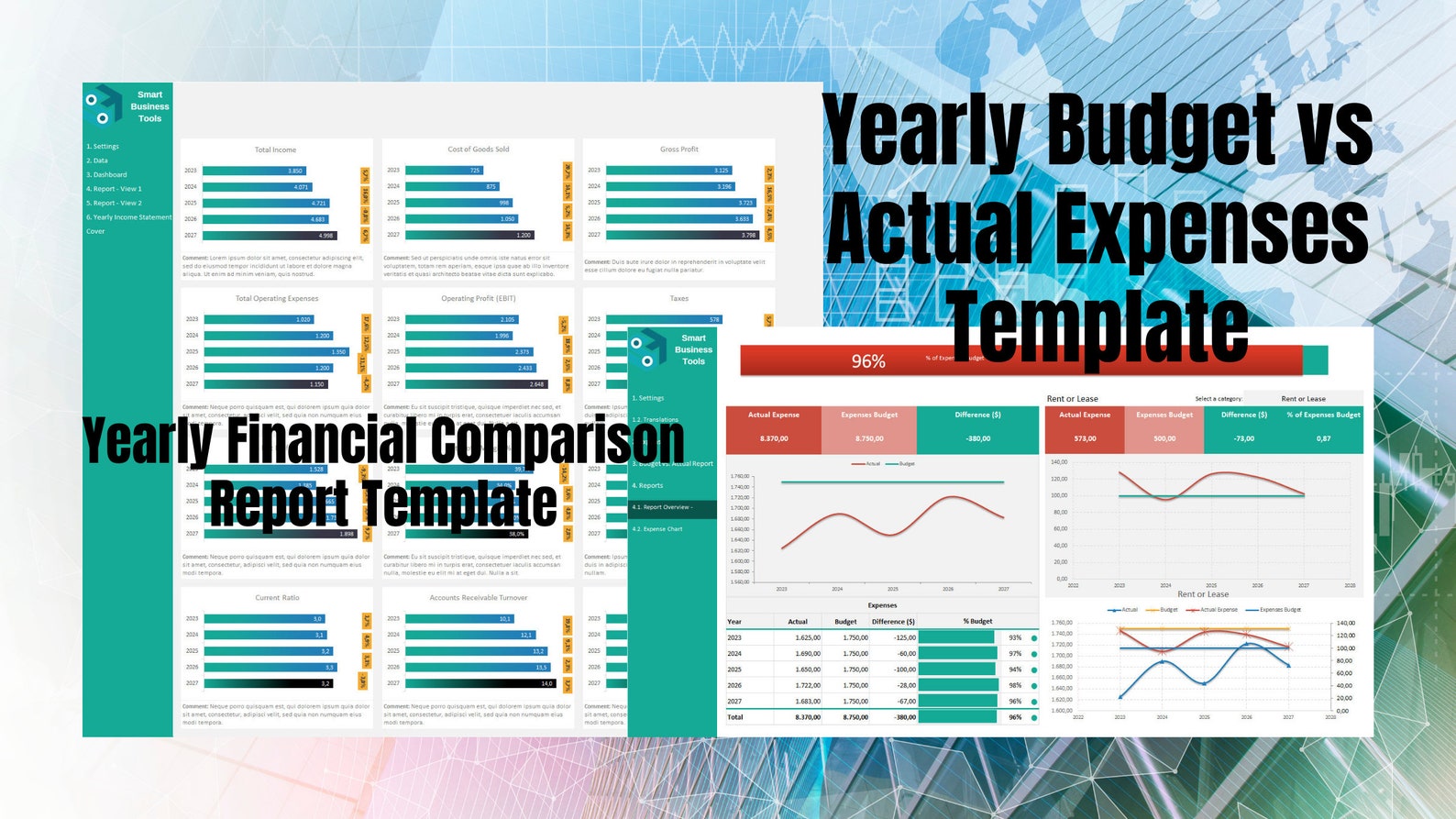 Financial Templates Dashboard Bundle, Business Finance Management ...