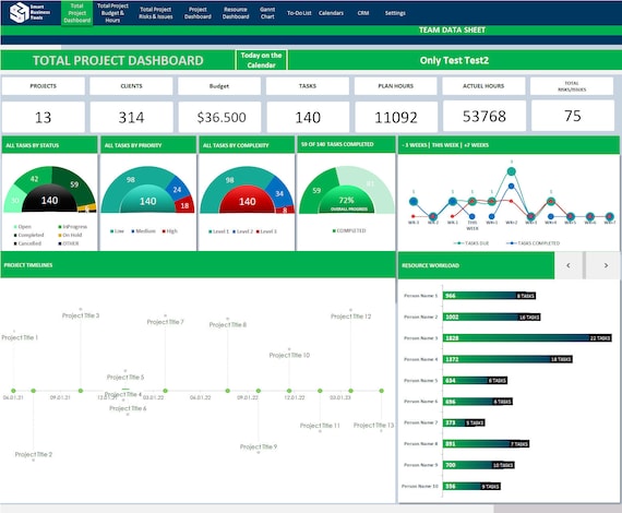 Excel Task Tracker Dashboard Template