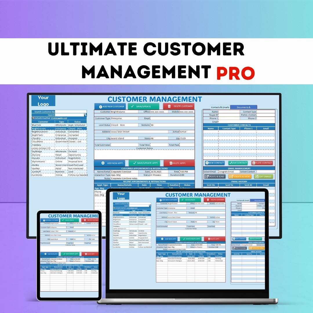 Ultimate Customer Manager | Dynamic Excel Dashboard for Communication ...