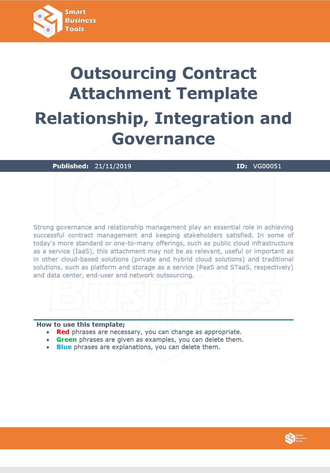 Outsourcing Contract Attachment Template Relationship, Integration and ...