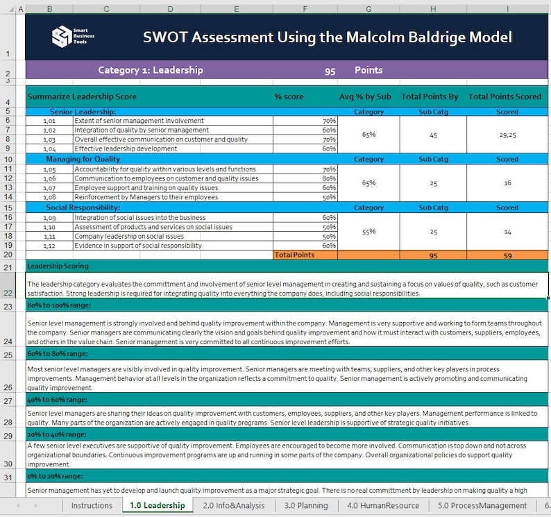 SWOT Assessment Using the Malcolm Baldrige Model - Etsy