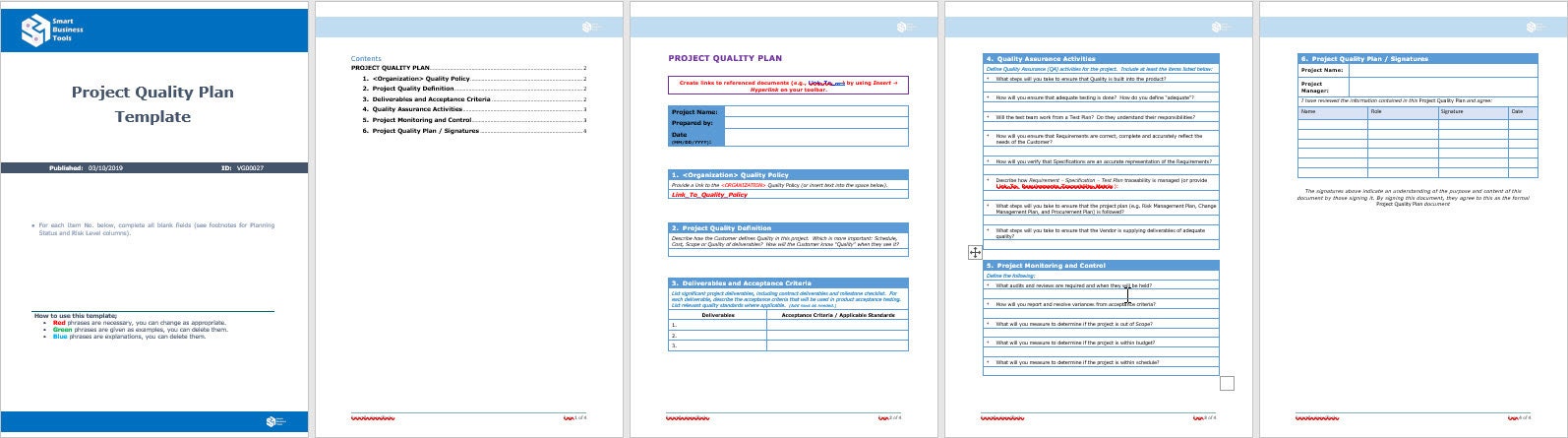 Project Quality Plan Template - Etsy