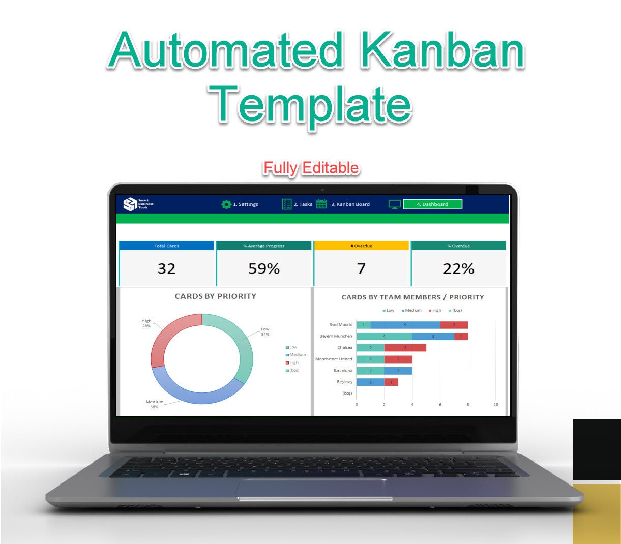 Kanban Board Template,kanban Excel Template, Kanban Dashboard, Excel ...