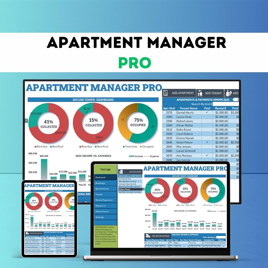 Apartment Management Spreadsheet for Rent & Maintenance Tracking - Etsy