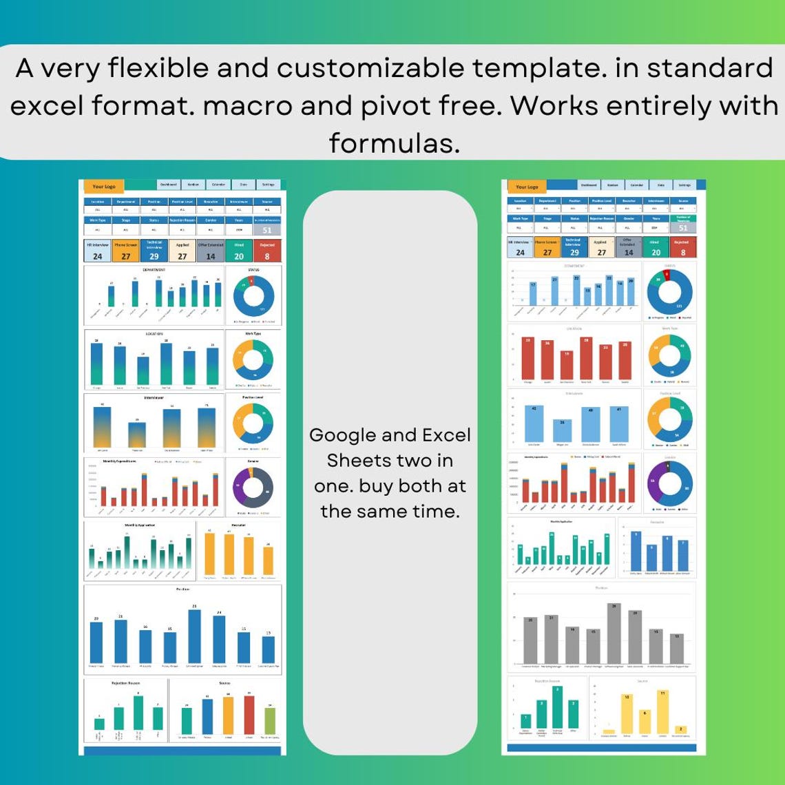 Recruitment Tracker Dashboard Template | Kanban & Calendar Hiring ...