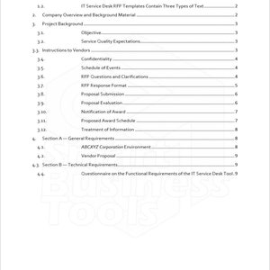 IT Service Desk Request for Proposel Template - Etsy