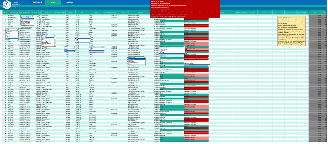 Recruitment Tracker Excel Template HR Template Hiring Process in Excel ...