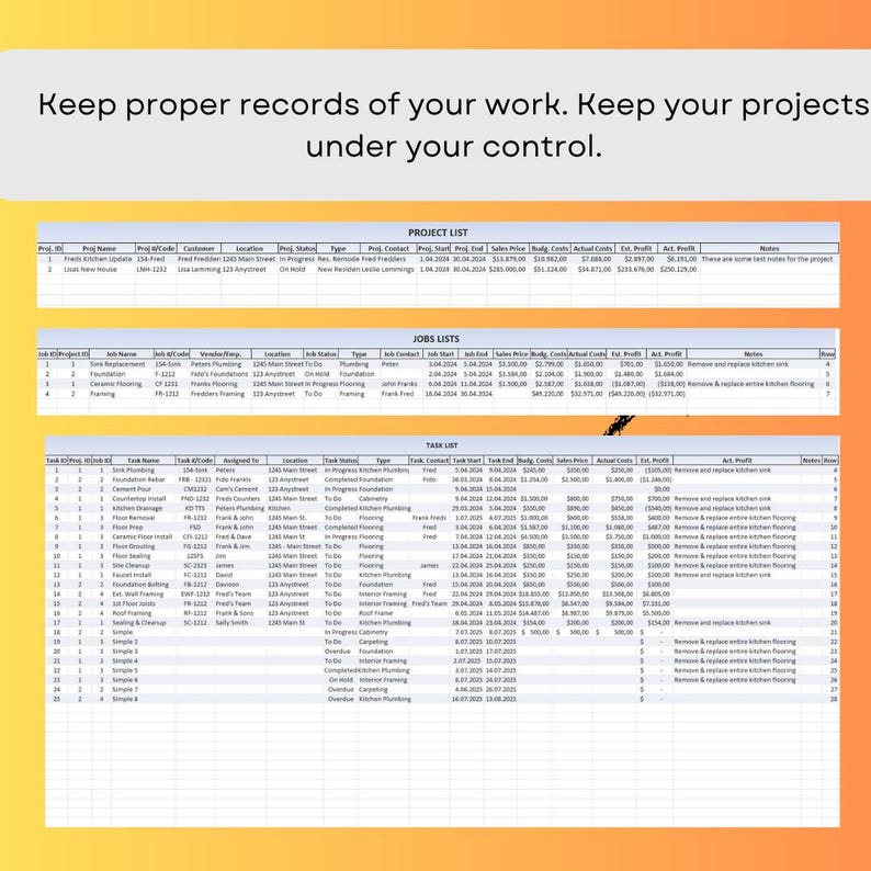 Construction Project Tracker | Excel Project Management Template ...