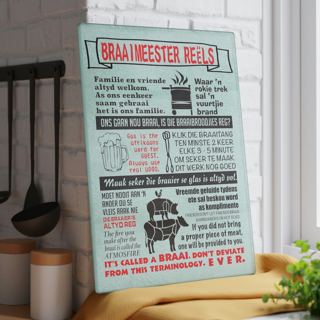 Braai Reels Glass Cutting Board - Etsy