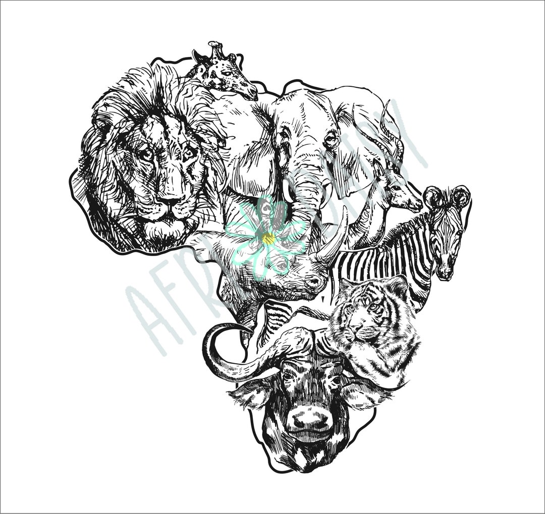Africa Map With Wild Safari Animals - Etsy