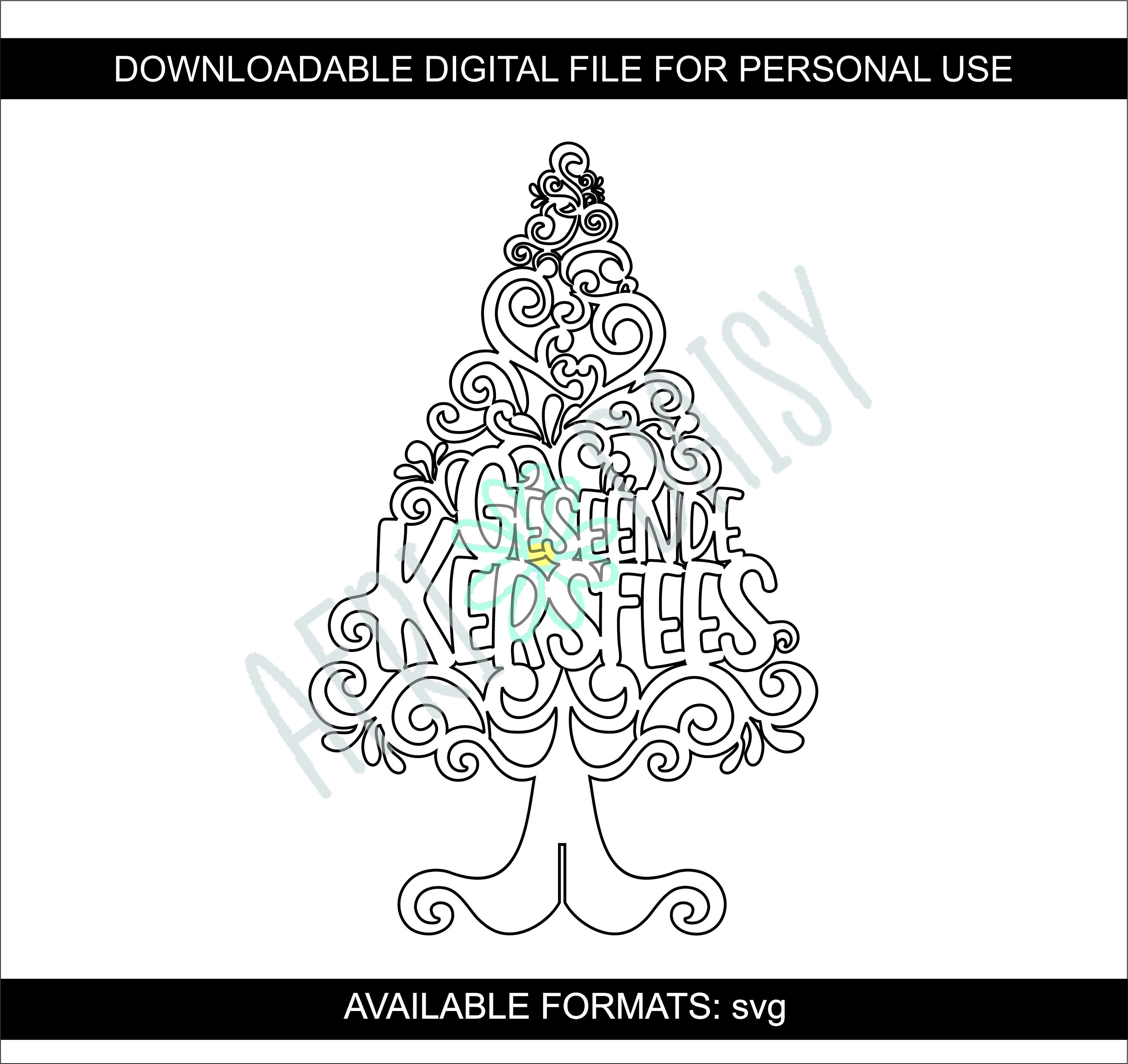 Digital File - Geseënde Kersfees Kersfeesboom - Etsy