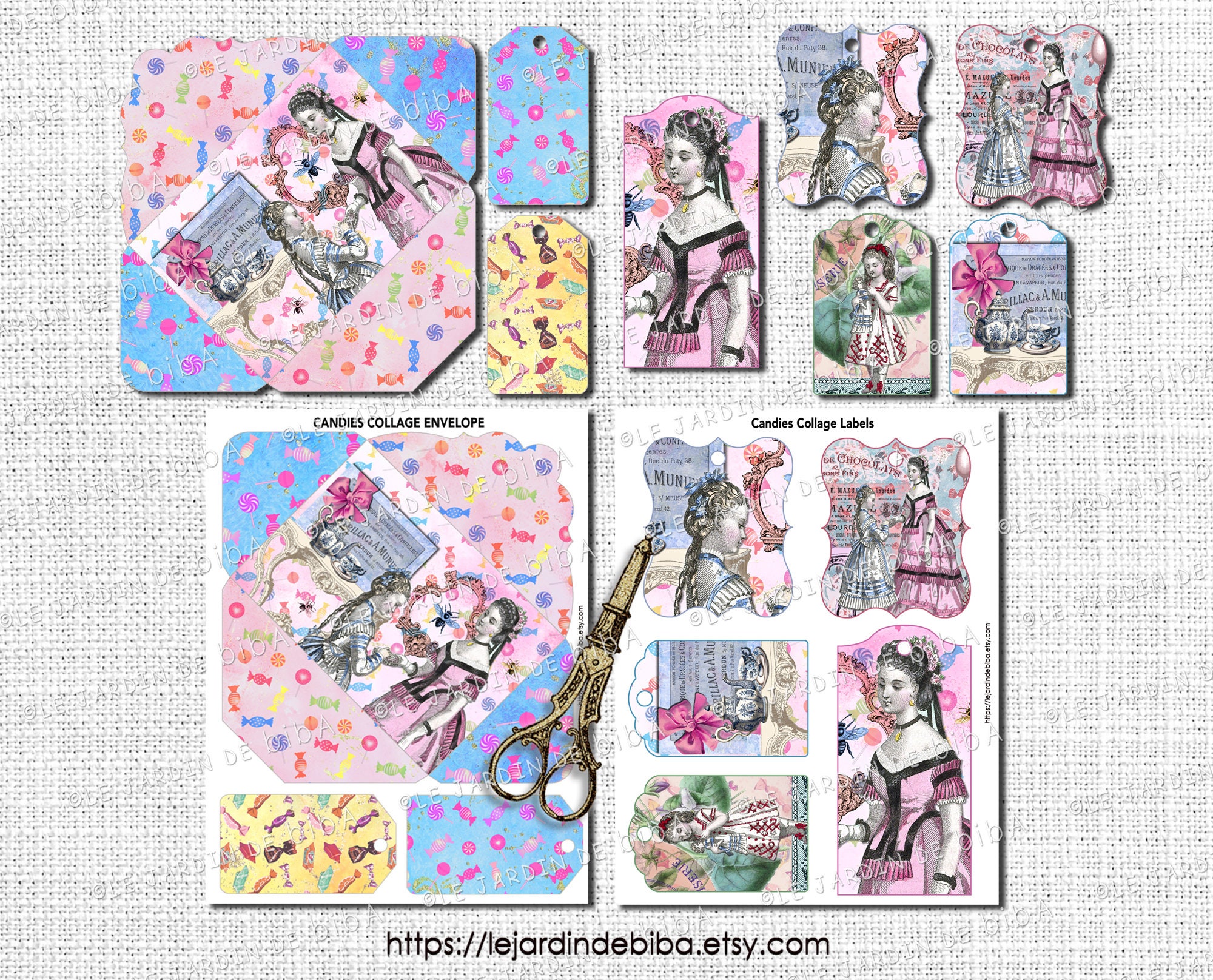 Candies Collage, Candy Labels, Candy Envelope,junk Journal, Collage ...