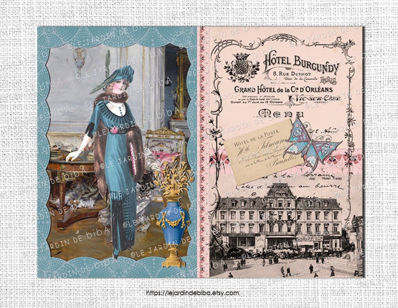 Kit Junk Journal Grand Hotel Collage Art Nouveau Liberty Collage Sheets ...