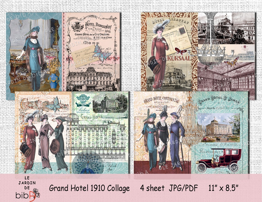 Grand Hotel 1910 Collage,Art Nouveau,Liberty, Kursaal,Junk Journal ...
