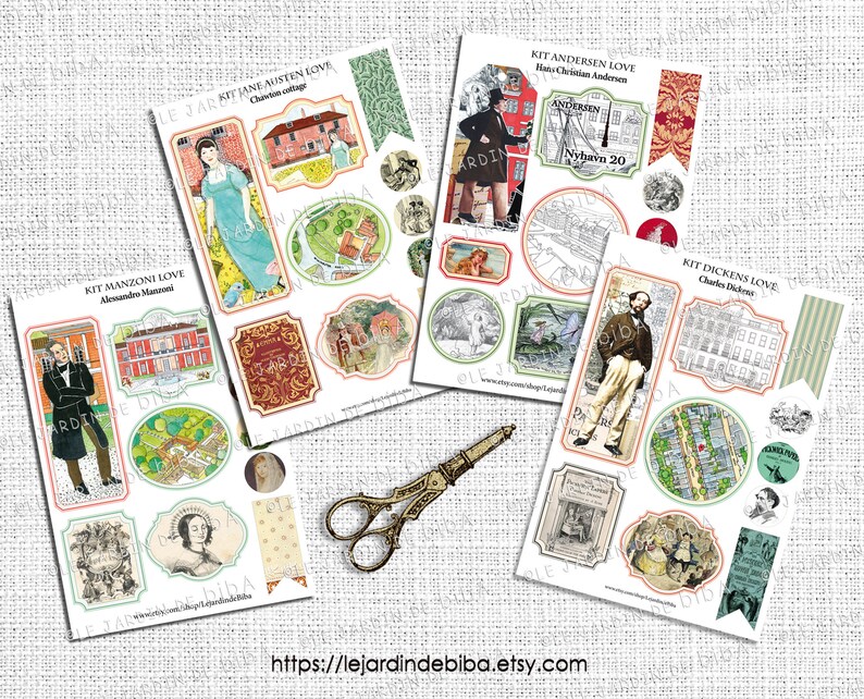 Celebrity Labels, Manzoni, Dickens, Austen, Andersen, Celebrity Tags ...