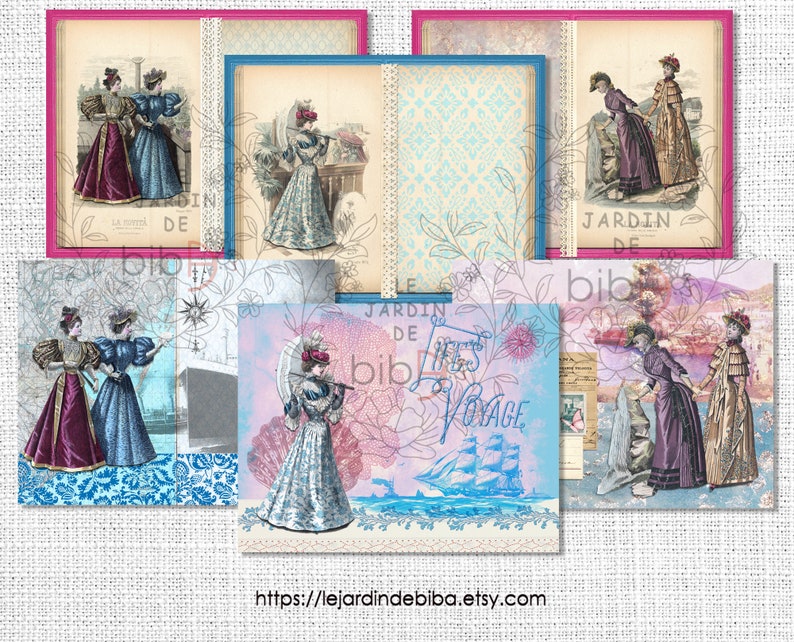 Junk Journal Pages, Collage Sheets, Old Fashion Magazines, 1800s ...