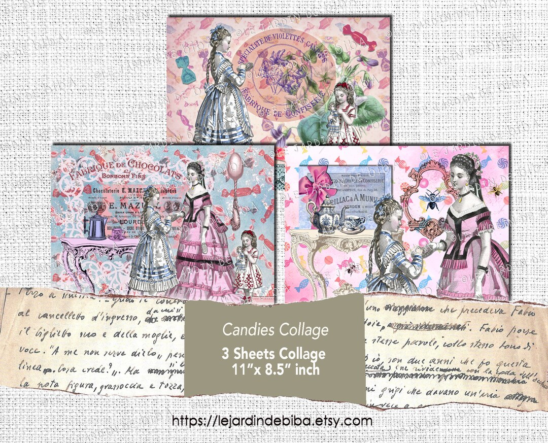 Candies Collage, Candy Labels, Candy Envelope,junk Journal, Collage ...