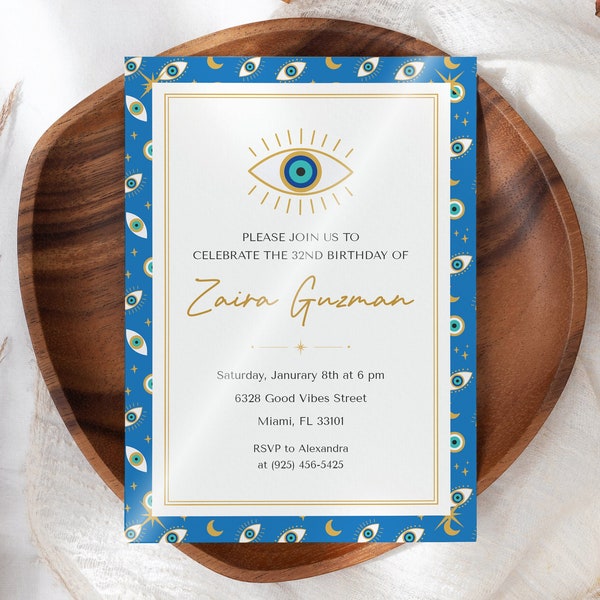 Evil Eye Birthday Digital Invitation - Etsy