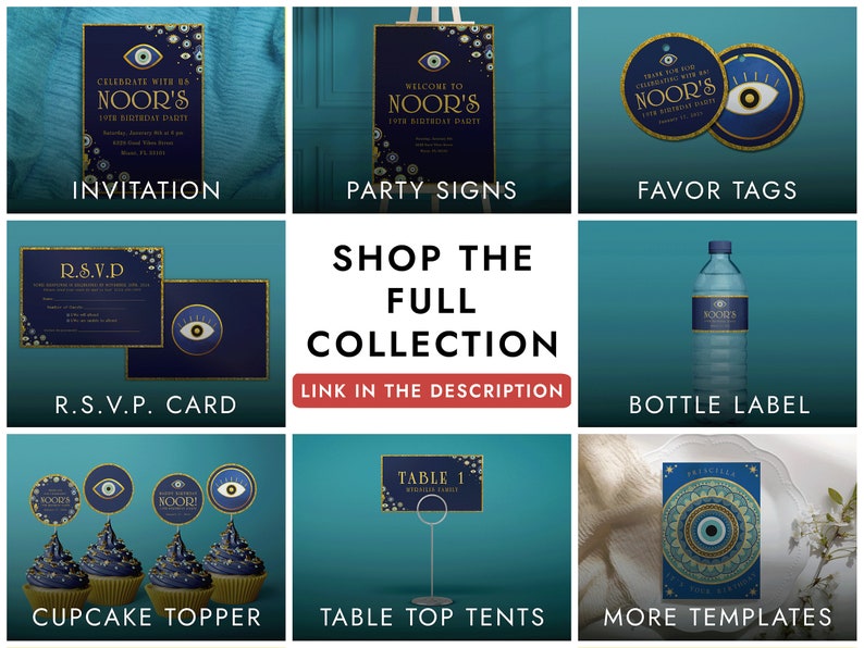 Bold Gold Evil Eye Birthday Party Anniversary Invitation - Etsy