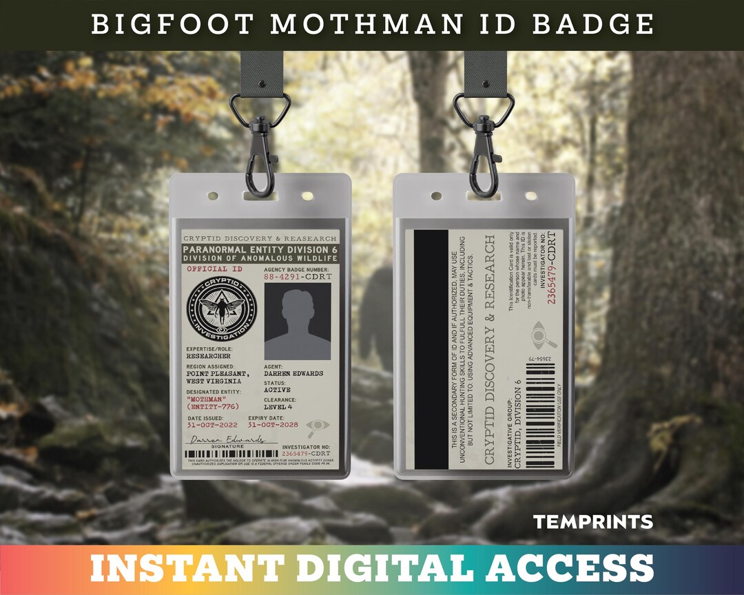Cryptid Discovery Research Team ID for Bigfoot Yeti Sasquatch Mothman ...