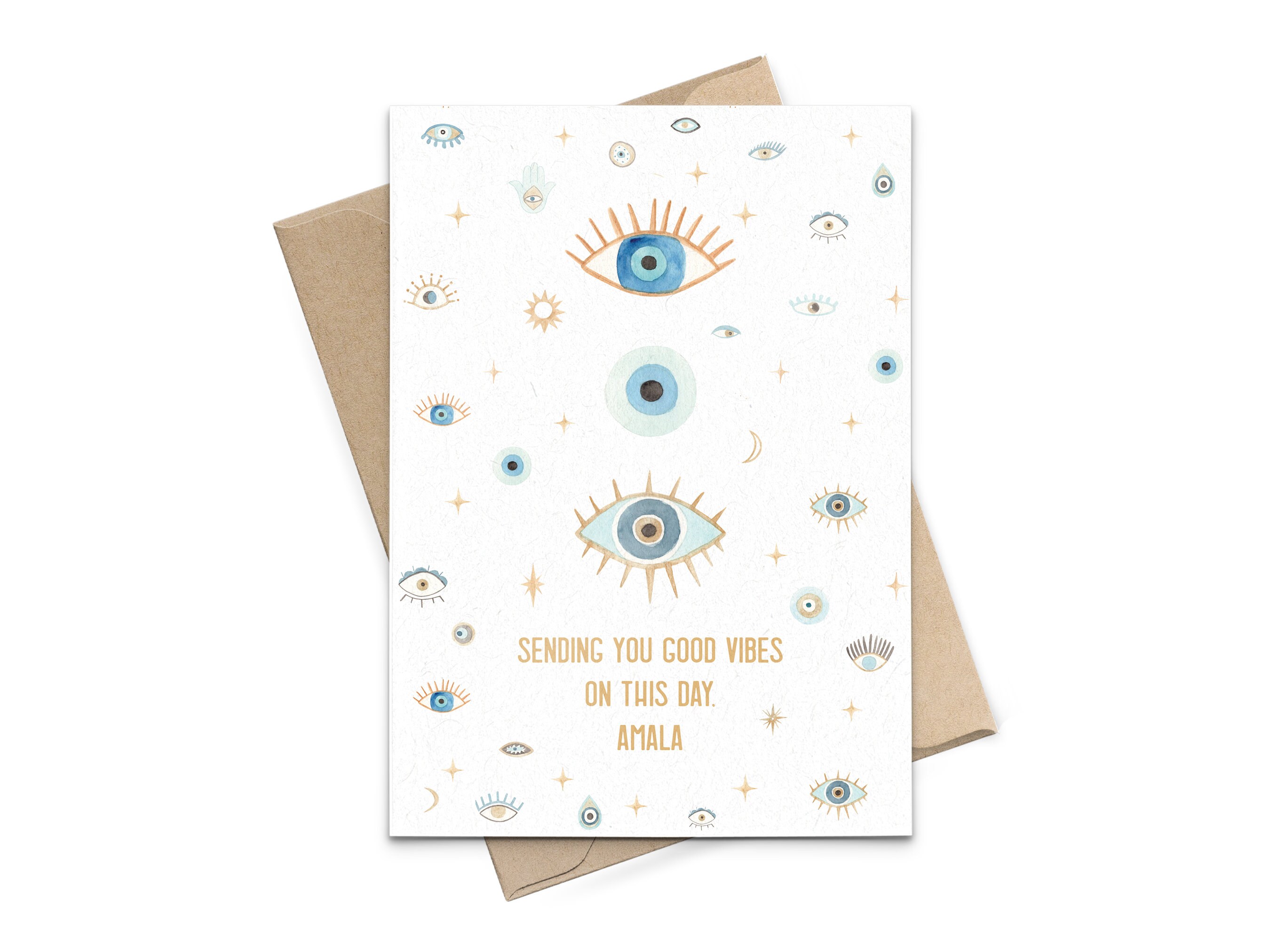 Evil Eye Birthday Card: Watercolor Boho Design (digital Template) - Etsy