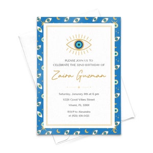 Minimal Elegant Modern Evil Eye Birthday Party Anniversary Invitation ...