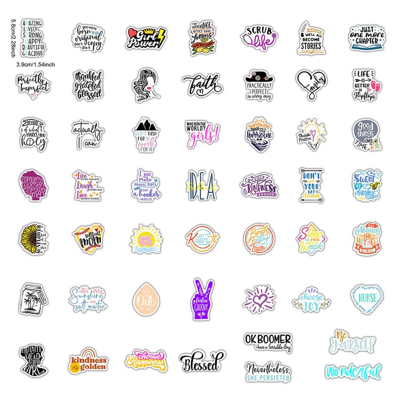 50 PCS per Pack Positive Words Scrapbooking Notebook Stickers | Etsy